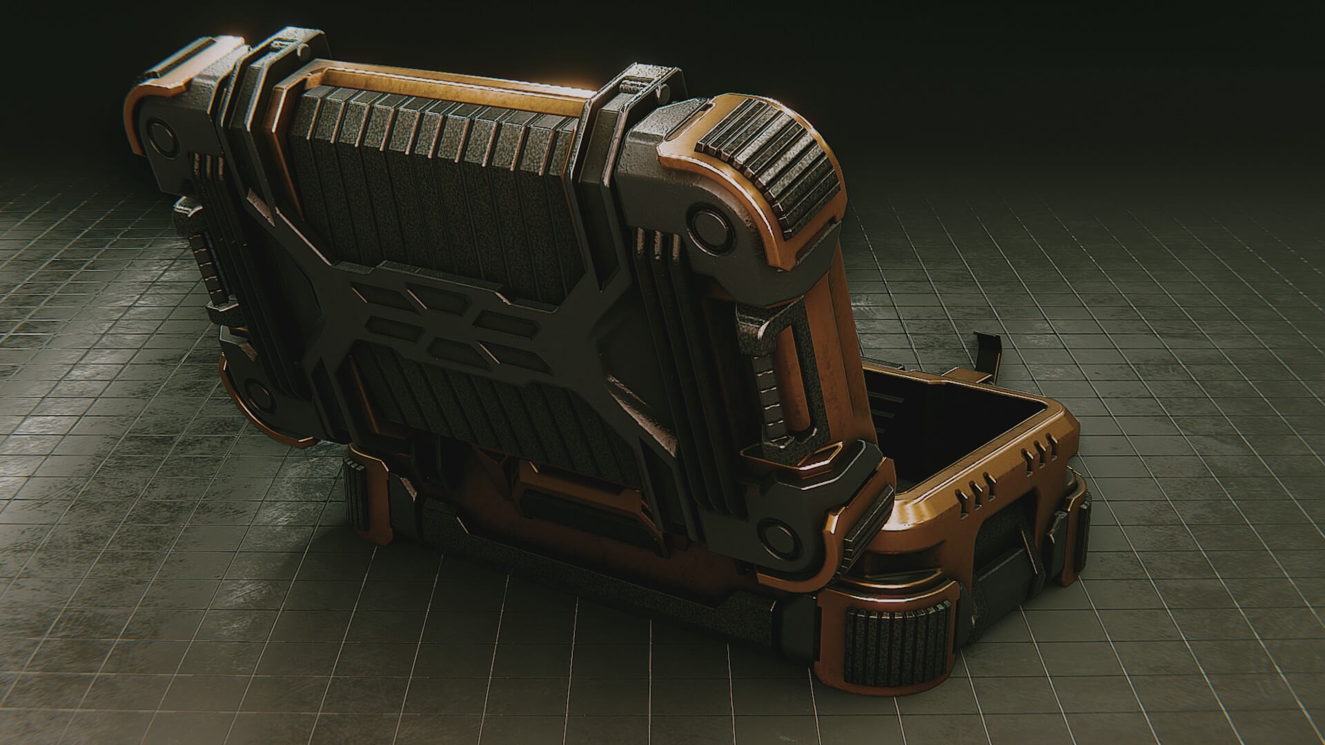 Sci-Fi Golden Box 3D Model by qwestgamp
