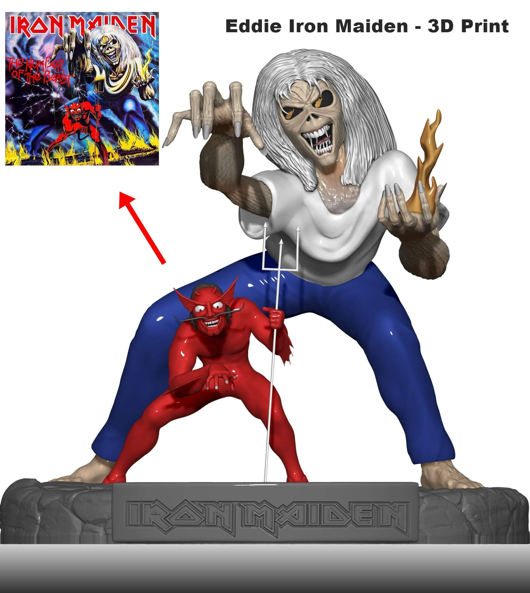 Eddie Iron Maiden CD Cover, 3D Print Model by R3DMax