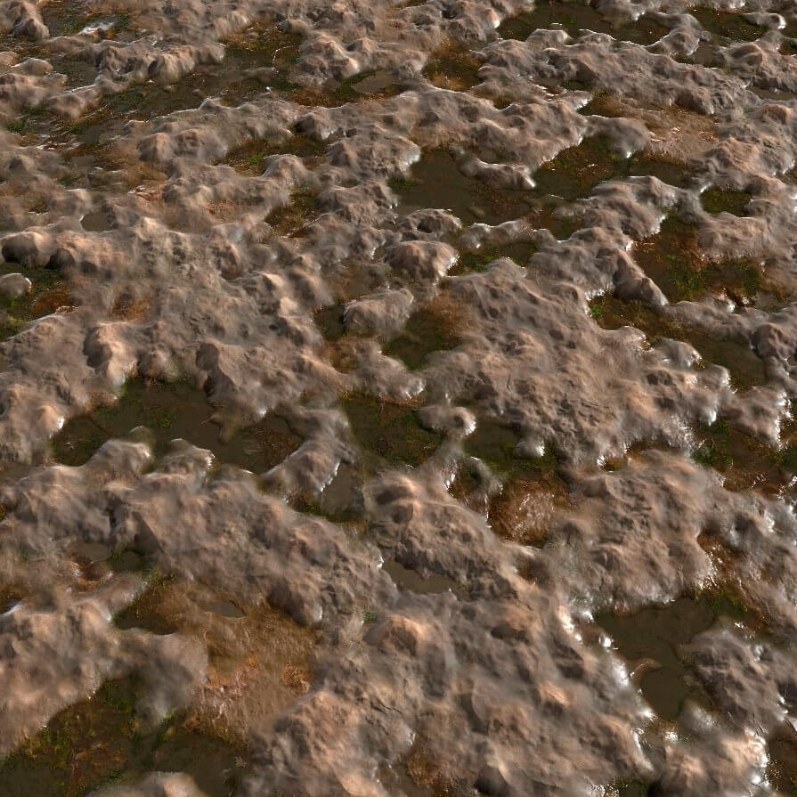 Mossy Rock Puddles - 3D Texture by R3NALDO