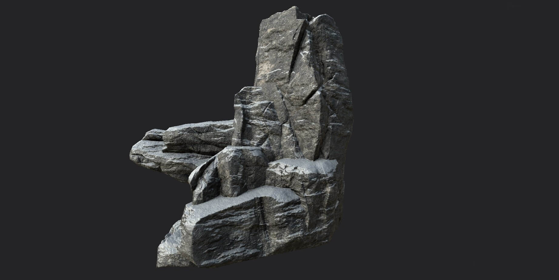 Snowy Cliff Rock 002 - 3D Model by Radju