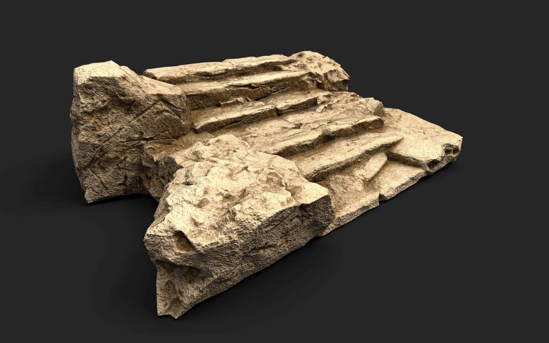 Rock Stairs 004 - 3D Model by Radju
