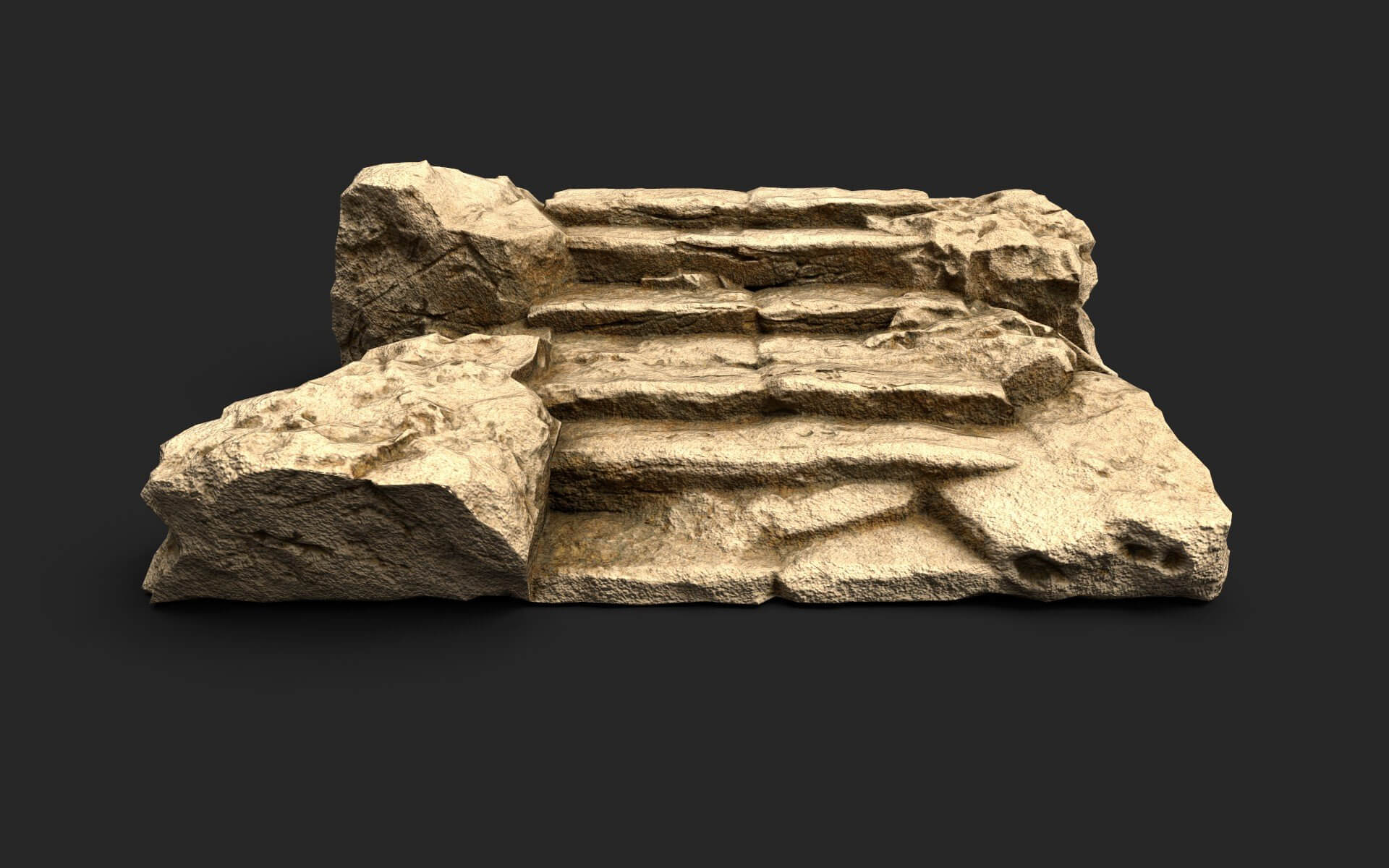 Rock Stairs 004 - 3D Model by Radju