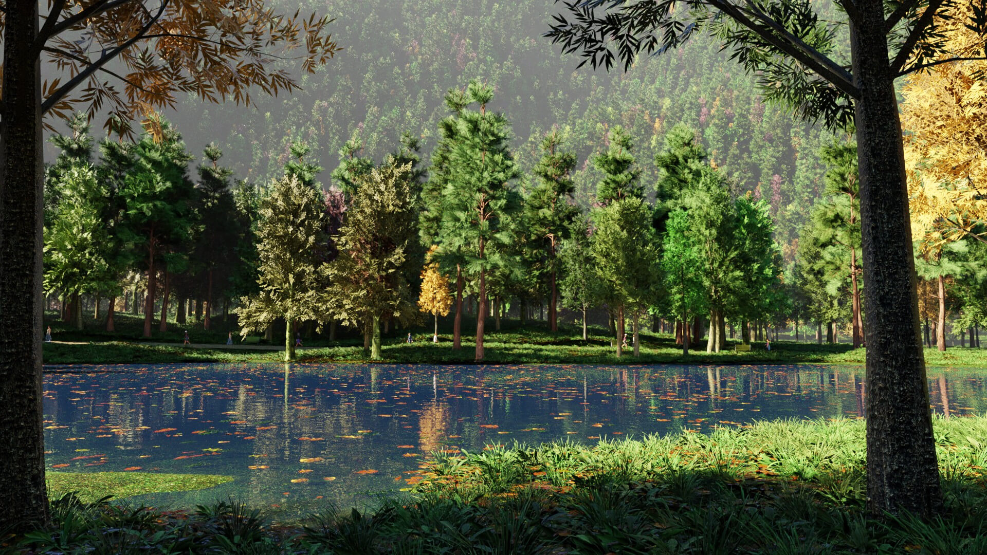 Autumnal Pond - 3D Model by raffyraffy