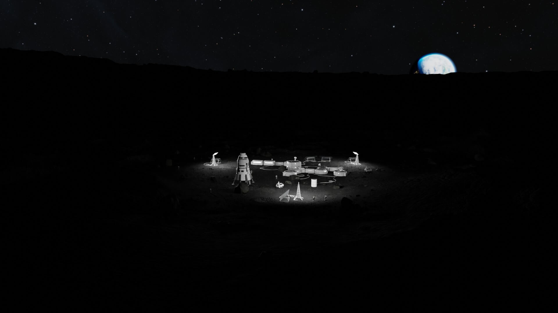 Moon Base in Blender - 3D Model by raffyraffy