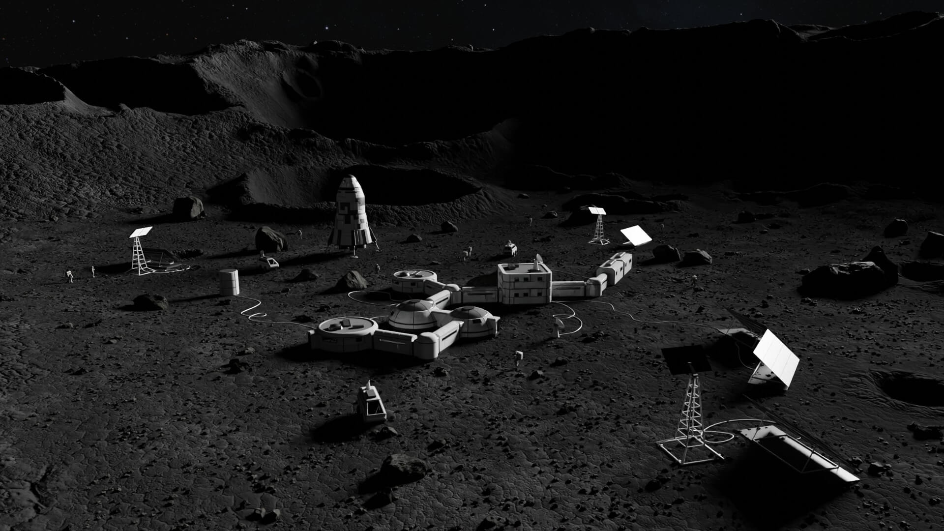 Moon Base in Blender - 3D Model by raffyraffy
