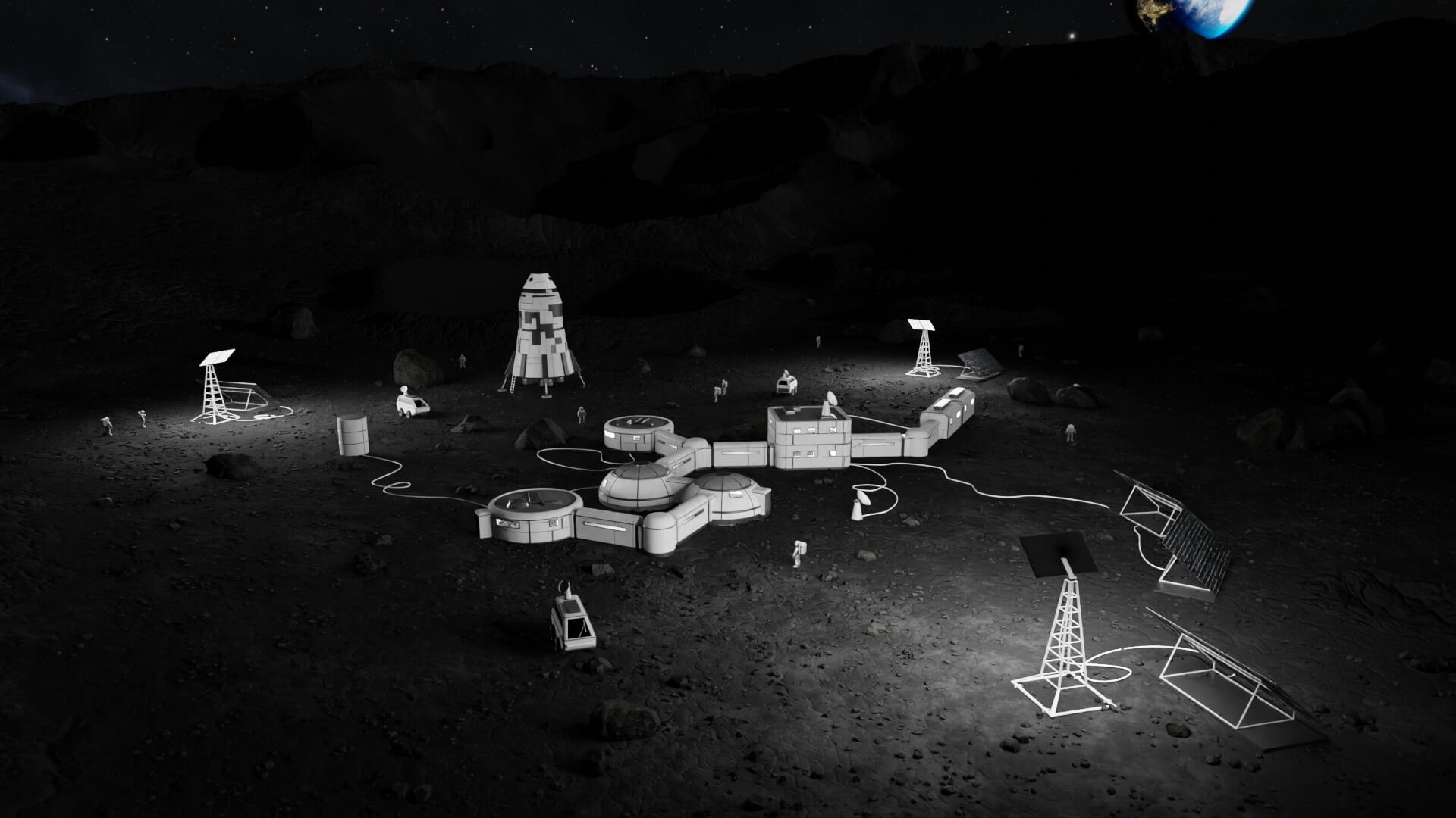 Moon Base in Blender - 3D Model by raffyraffy