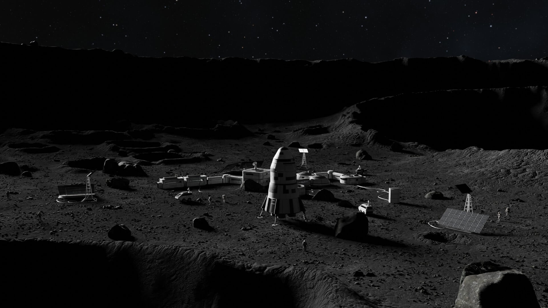 Moon Base in Blender - 3D Model by raffyraffy