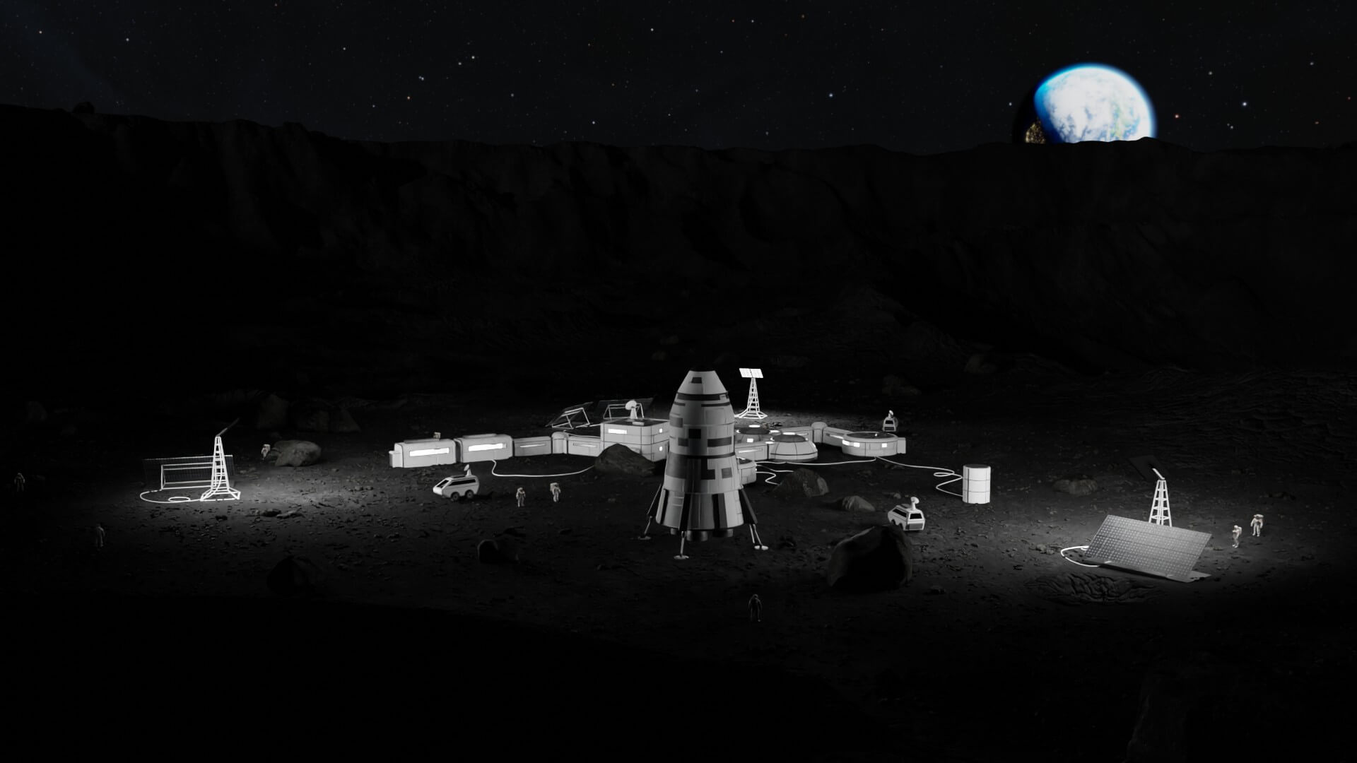 Moon Base in Blender - 3D Model by raffyraffy