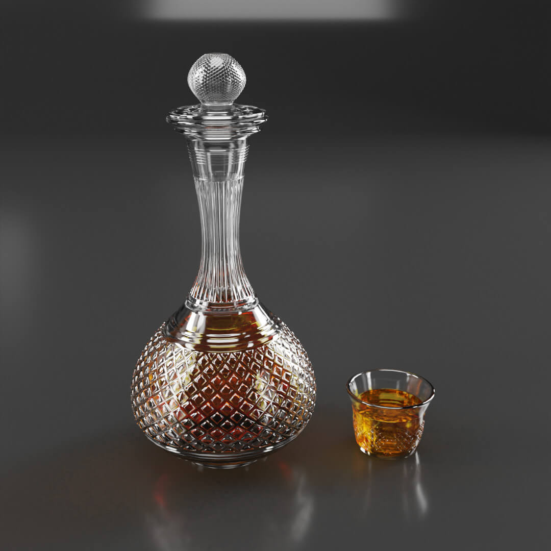 Crystal Decanter with Glass and Whiskey - 3D Model by rajarshi
