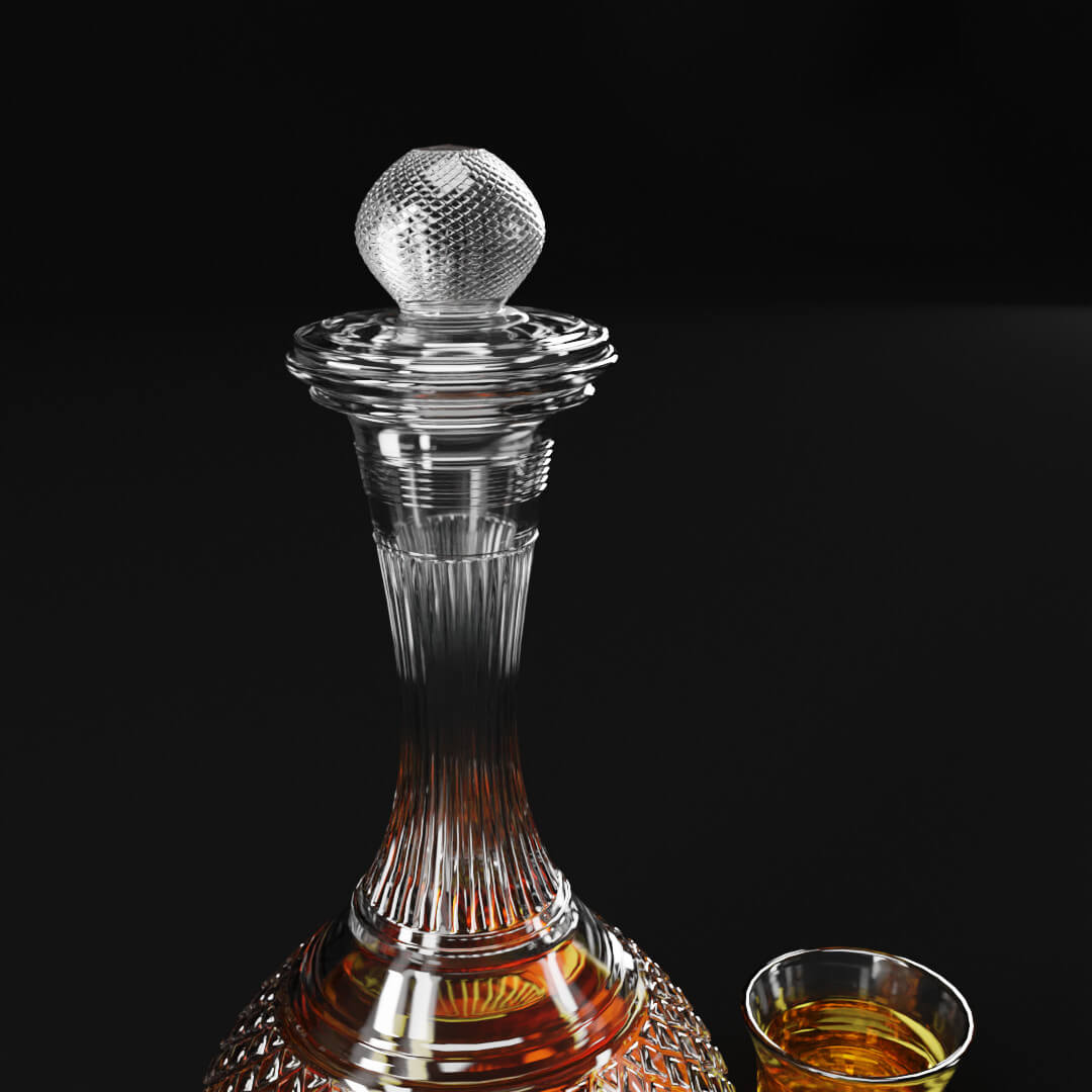 Crystal Decanter with Glass and Whiskey - 3D Model by rajarshi
