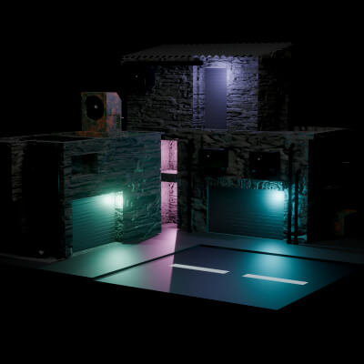 Cyberpunk Building Exterior Scene - 3D Model by Rajesh Sharma