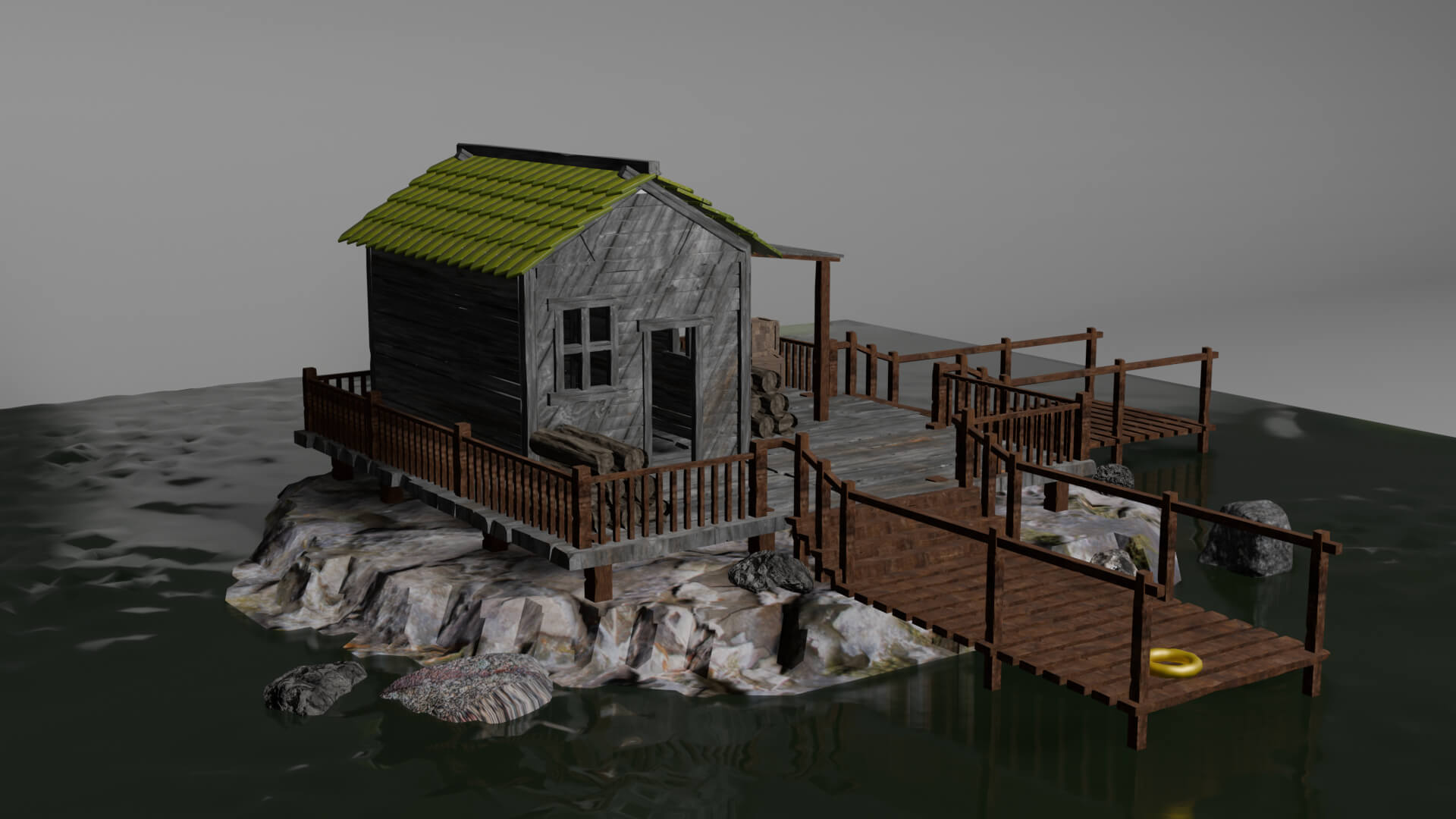 Isometric House Island Coniferous Cottage - Low Poly 3D Model by Rajesh ...
