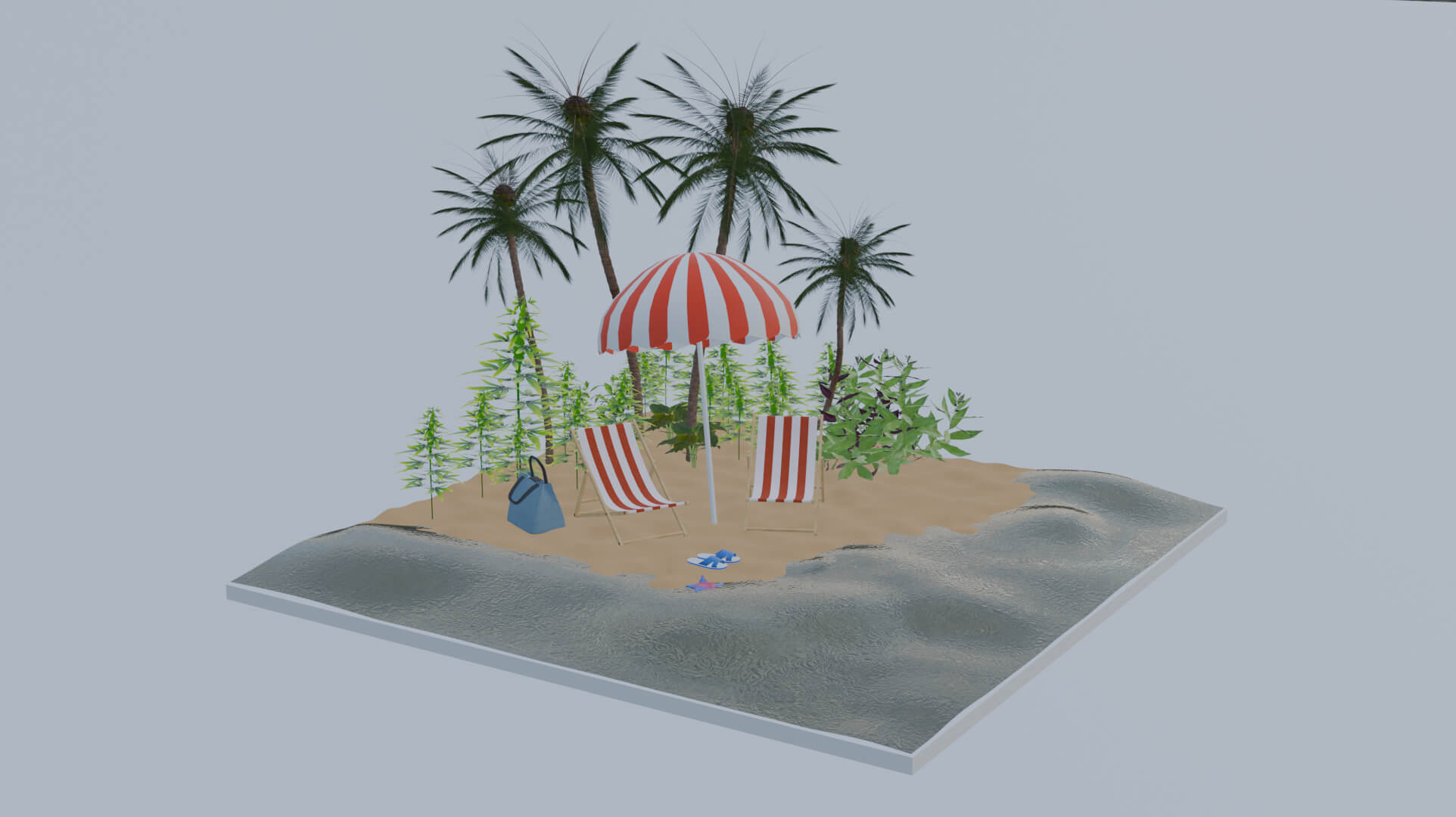 Isometric Tropical Island - Low Poly 3D Model by Rajesh Sharma