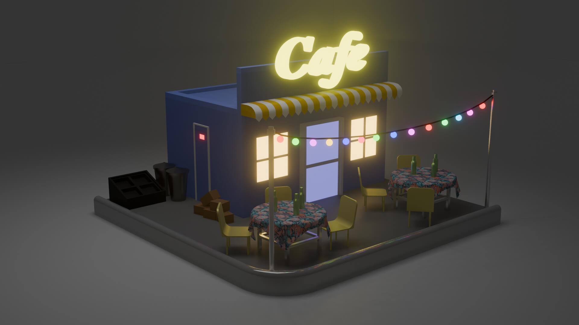 Mini Cafe Shop 3D Model by Rajesh Sharma