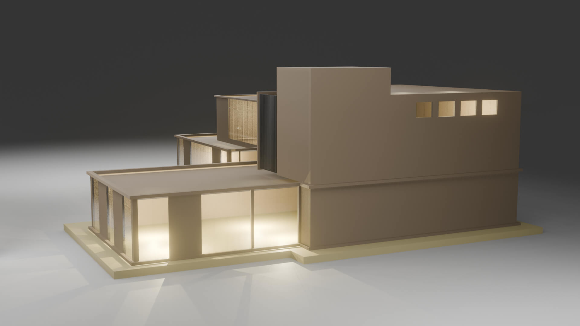 Modern House Exterior With Posh Lighting - 3D Model by Rajesh Sharma