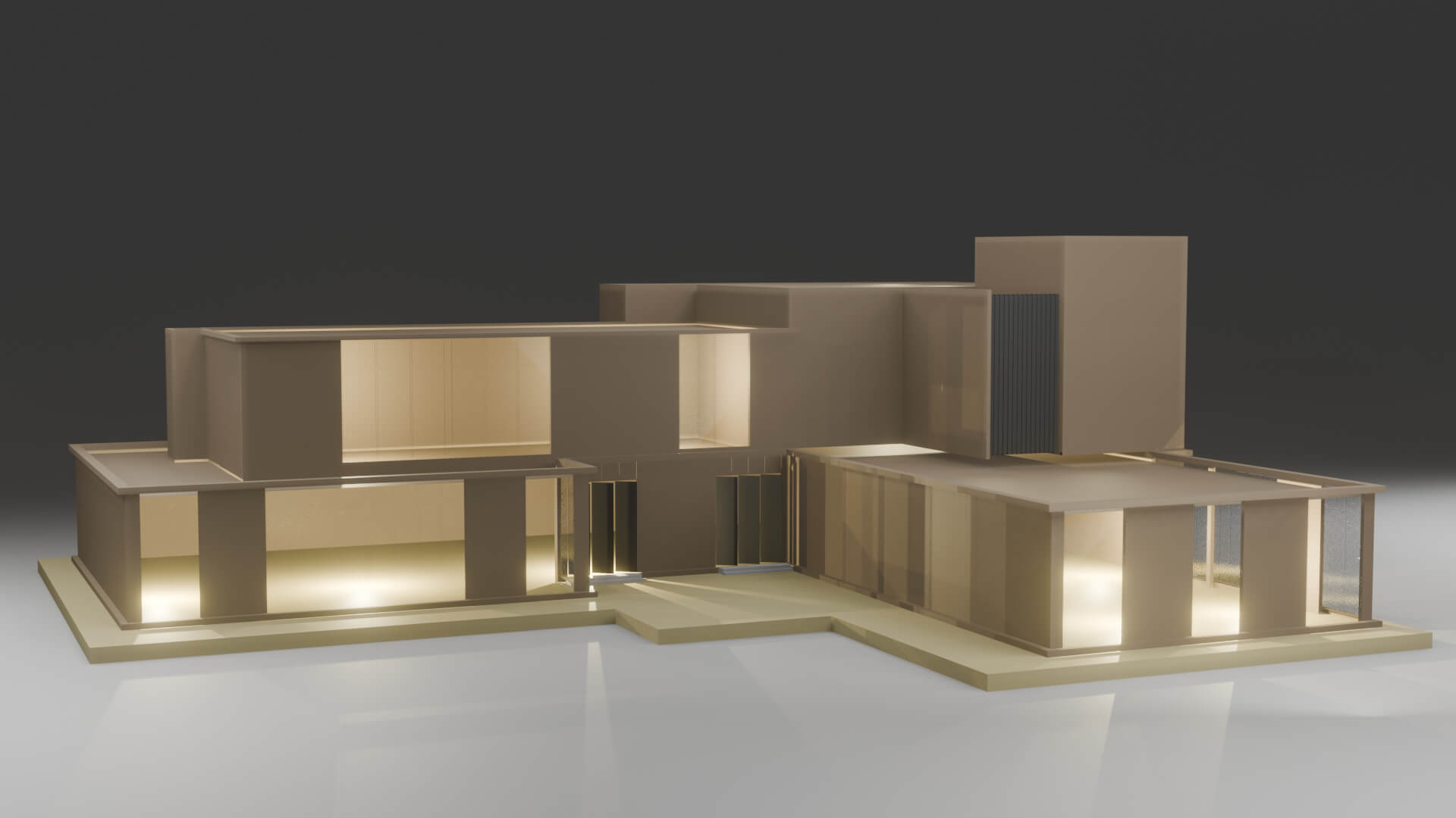 Modern House Exterior With Posh Lighting 3D Model by Rajesh Sharma