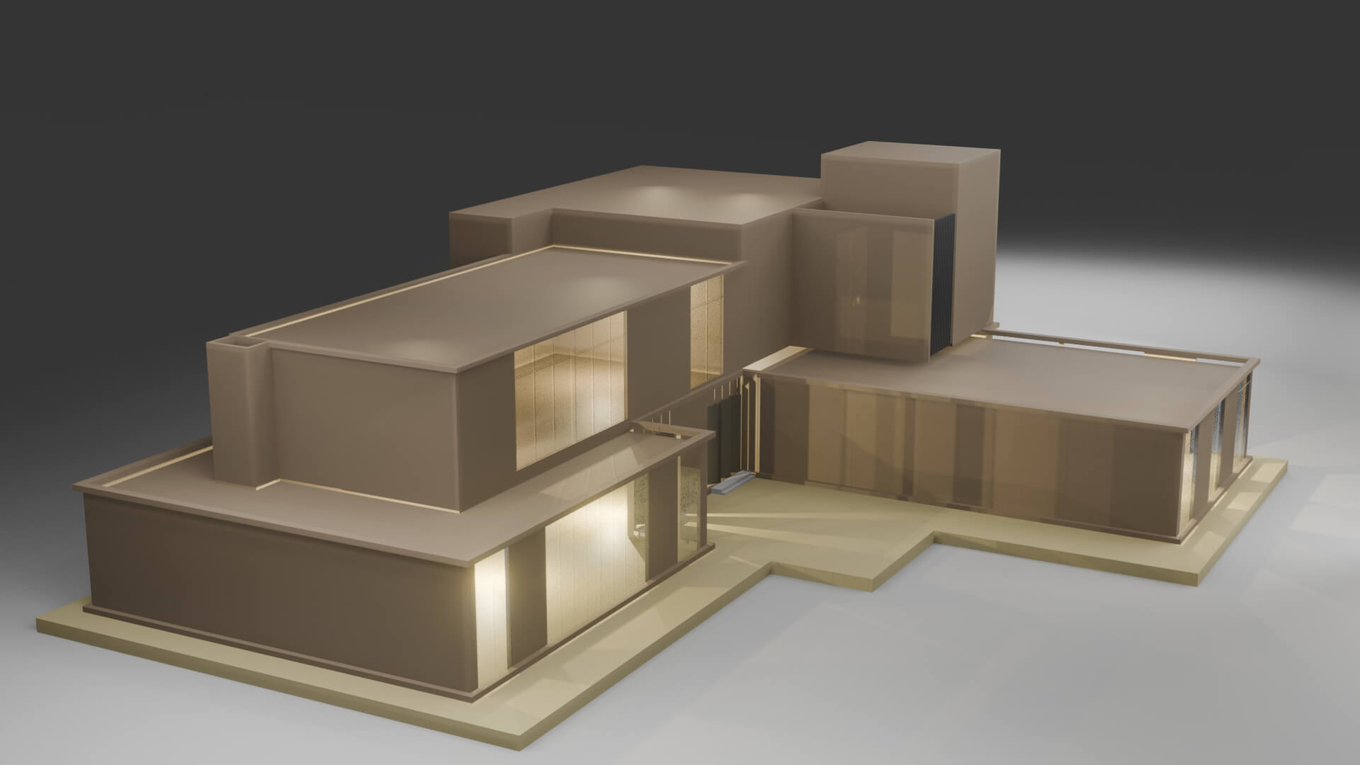 Modern House Exterior With Posh Lighting 3D Model by Rajesh Sharma