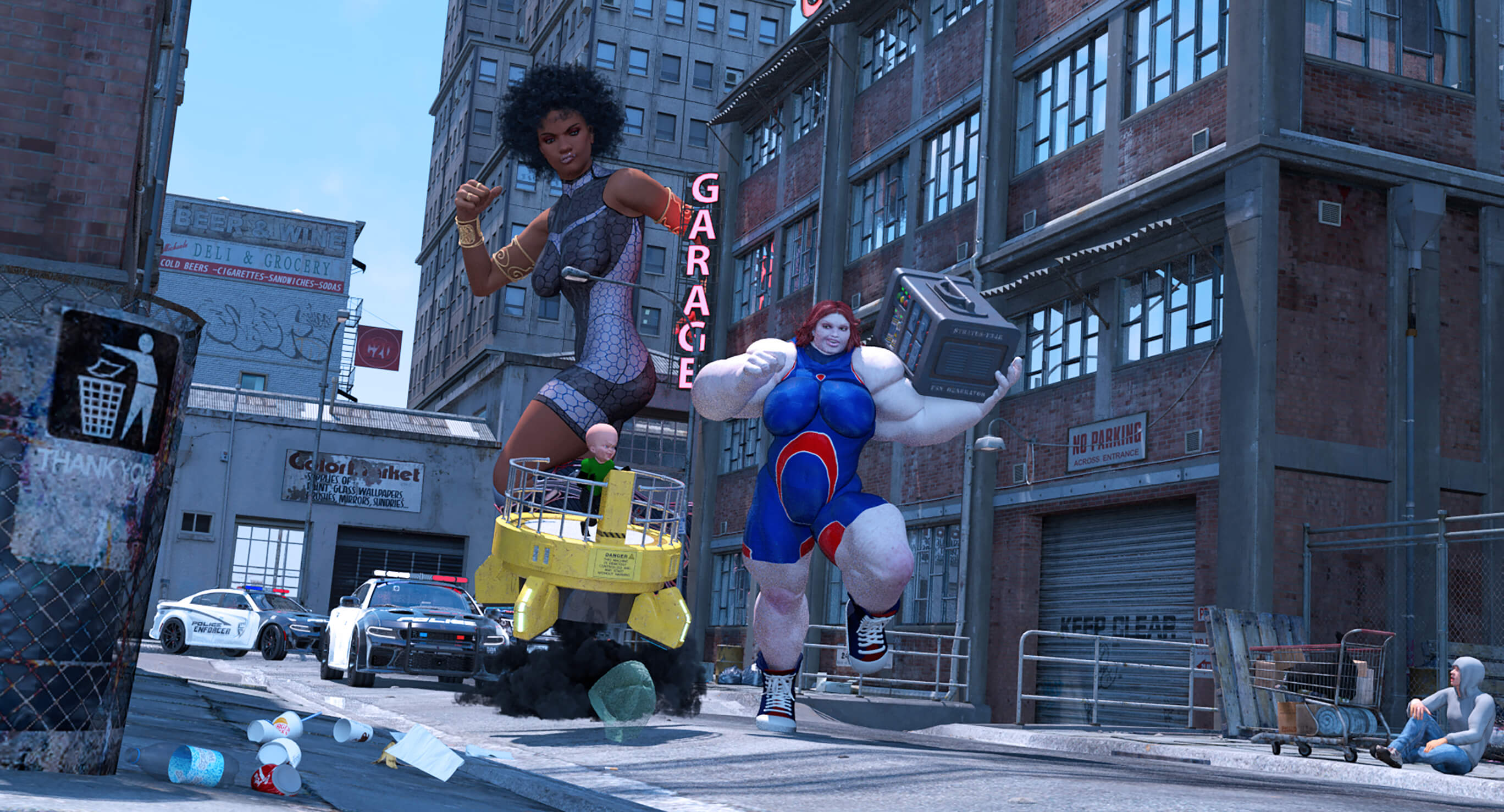 The Chase Scene 3D Render, Digital Art by Randomart78