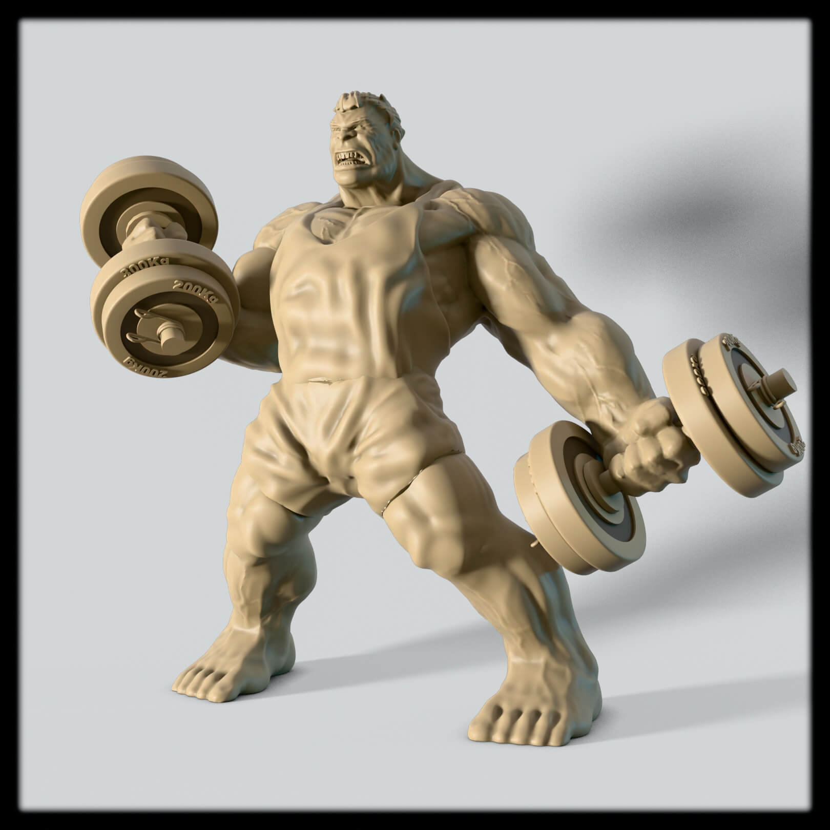 Hulk Gym Workout - Weightlifting Superhero Figurine 3D Model by RareBox