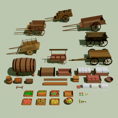 Low Poly Carts - 3D Model by RatStation