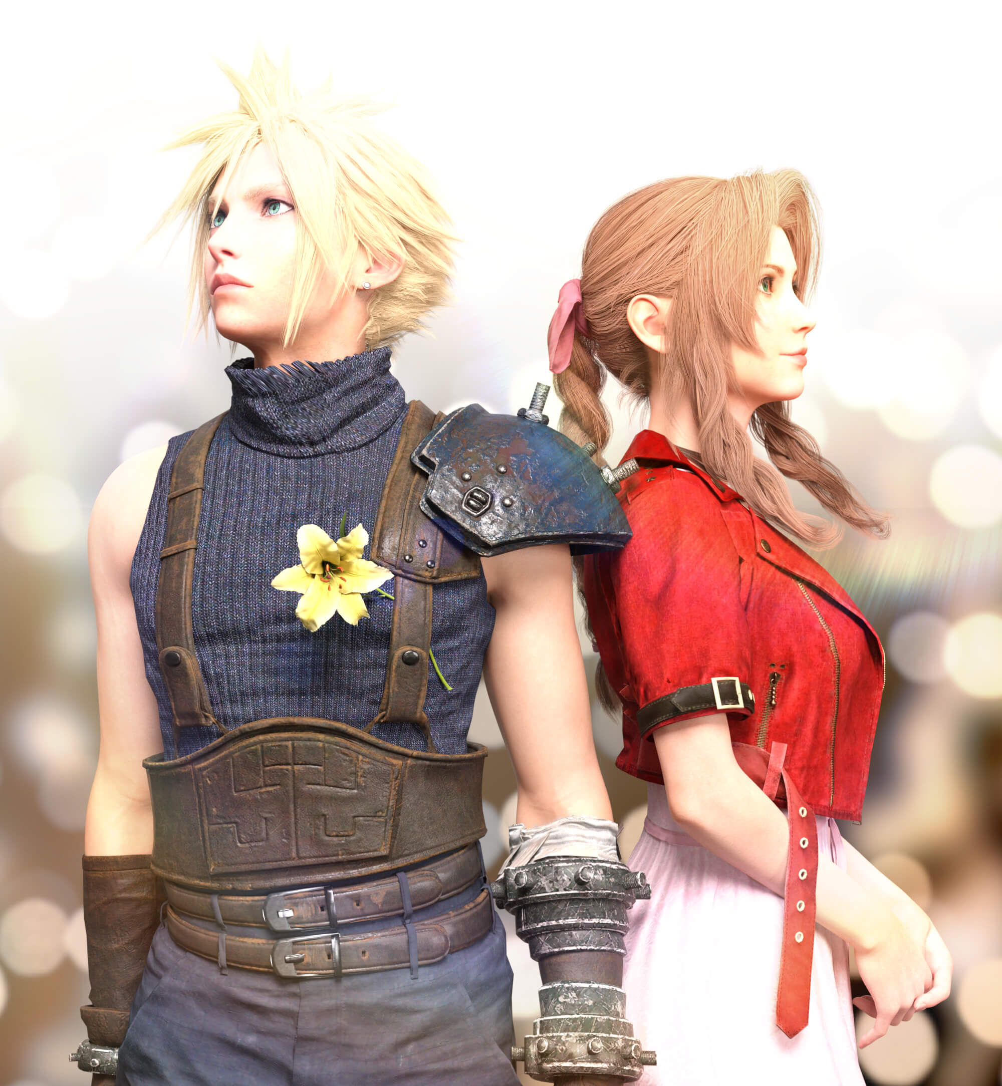 Cloud and Aerith 3D Render, Digital Art by raystorm41