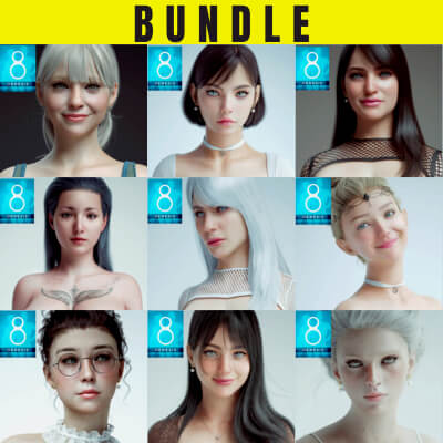 9 Characters Bundle for Genesis 8 Female (50% Off) by rdaughterdaz