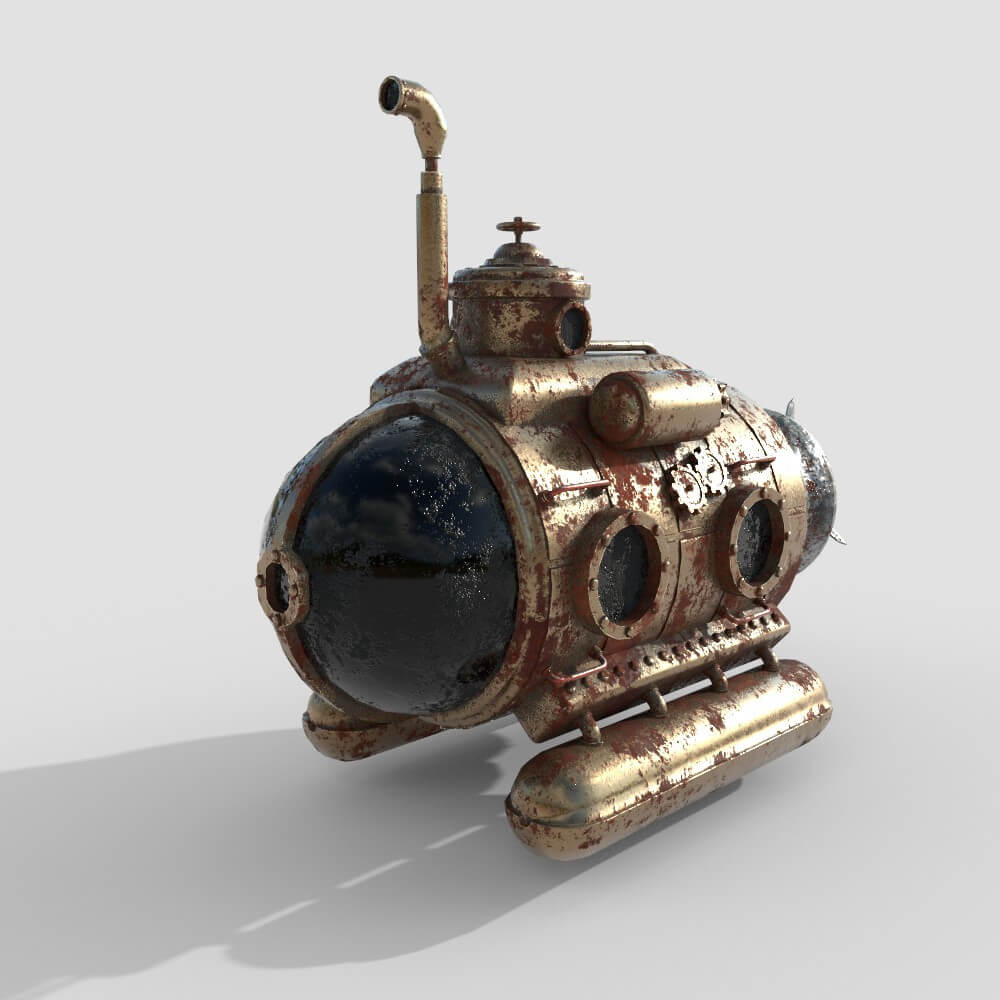 Steampunk Submarine - 3D Model by re2222