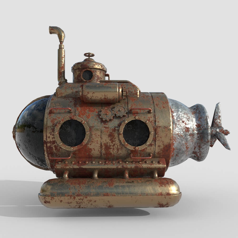 Steampunk Submarine - 3D Model by re2222