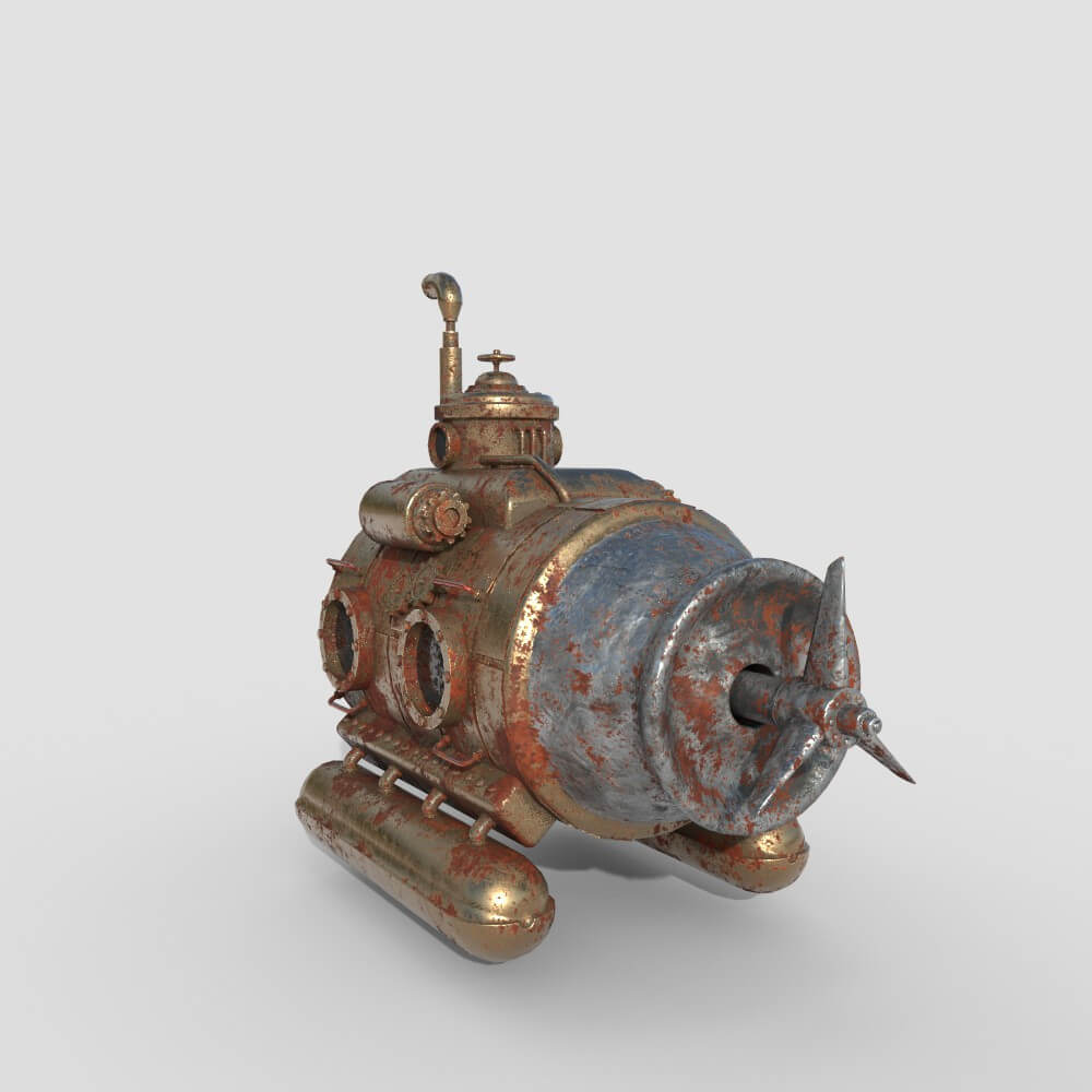 Steampunk Submarine - 3D Model by re2222