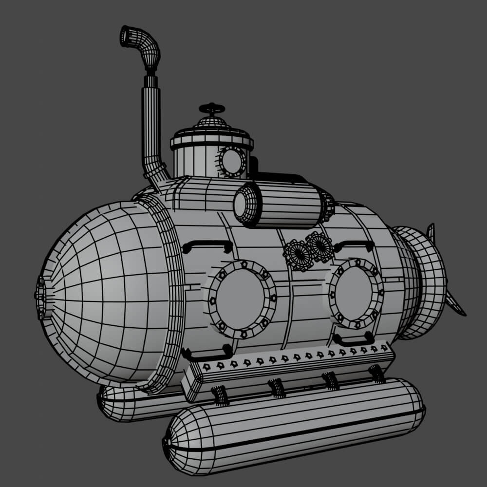 Steampunk Submarine - 3D Model by re2222