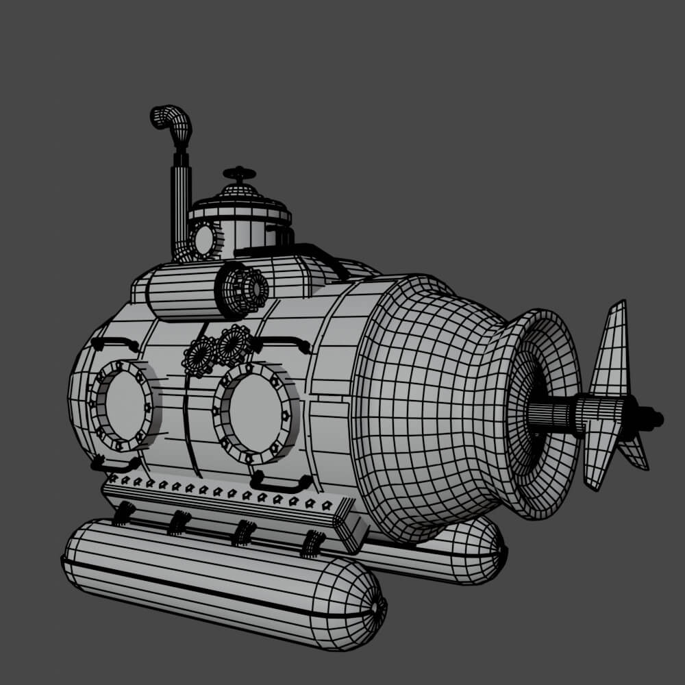 Steampunk Submarine - 3D Model by re2222