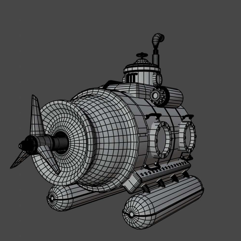 Steampunk Submarine - 3D Model by re2222