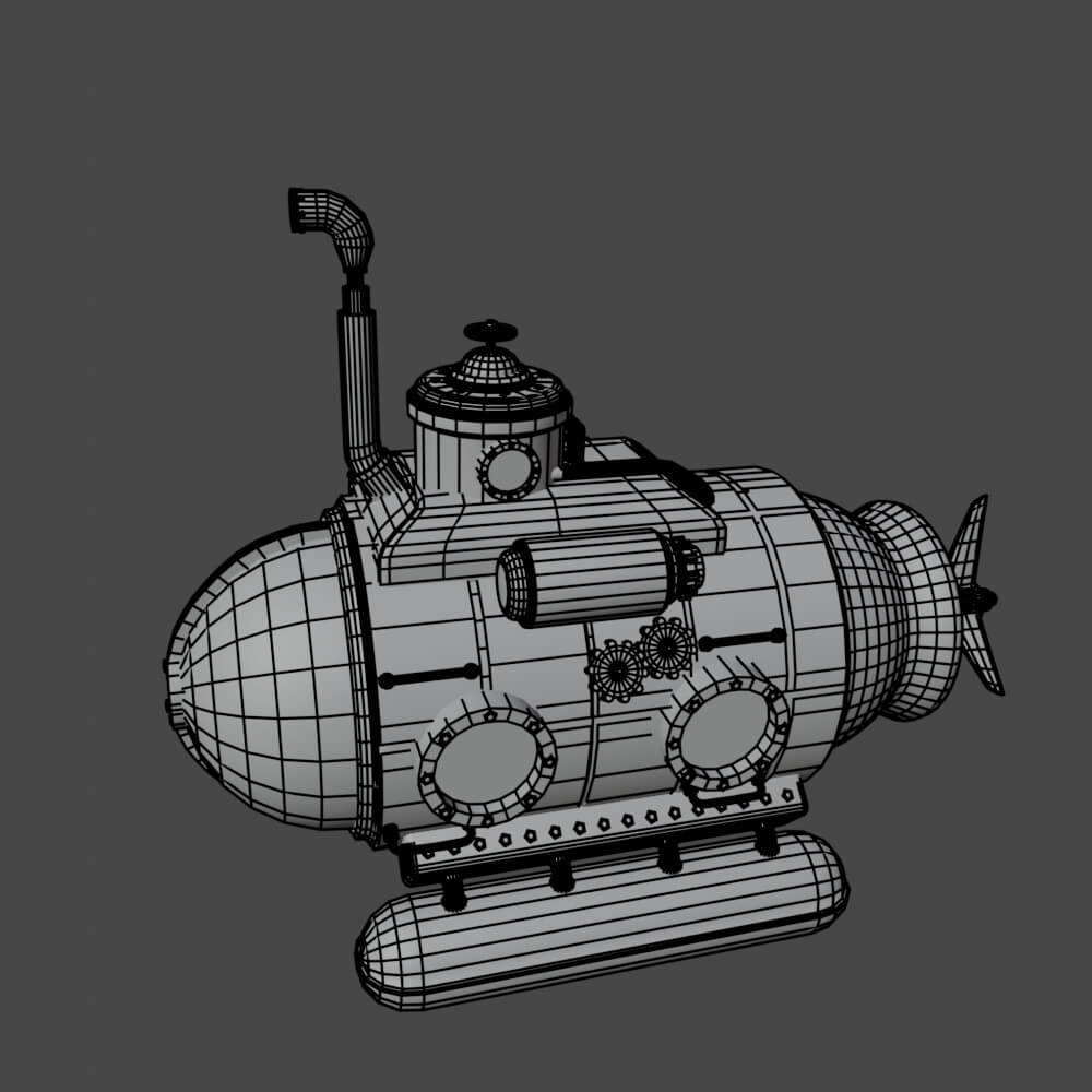 Steampunk Submarine - 3D Model by re2222