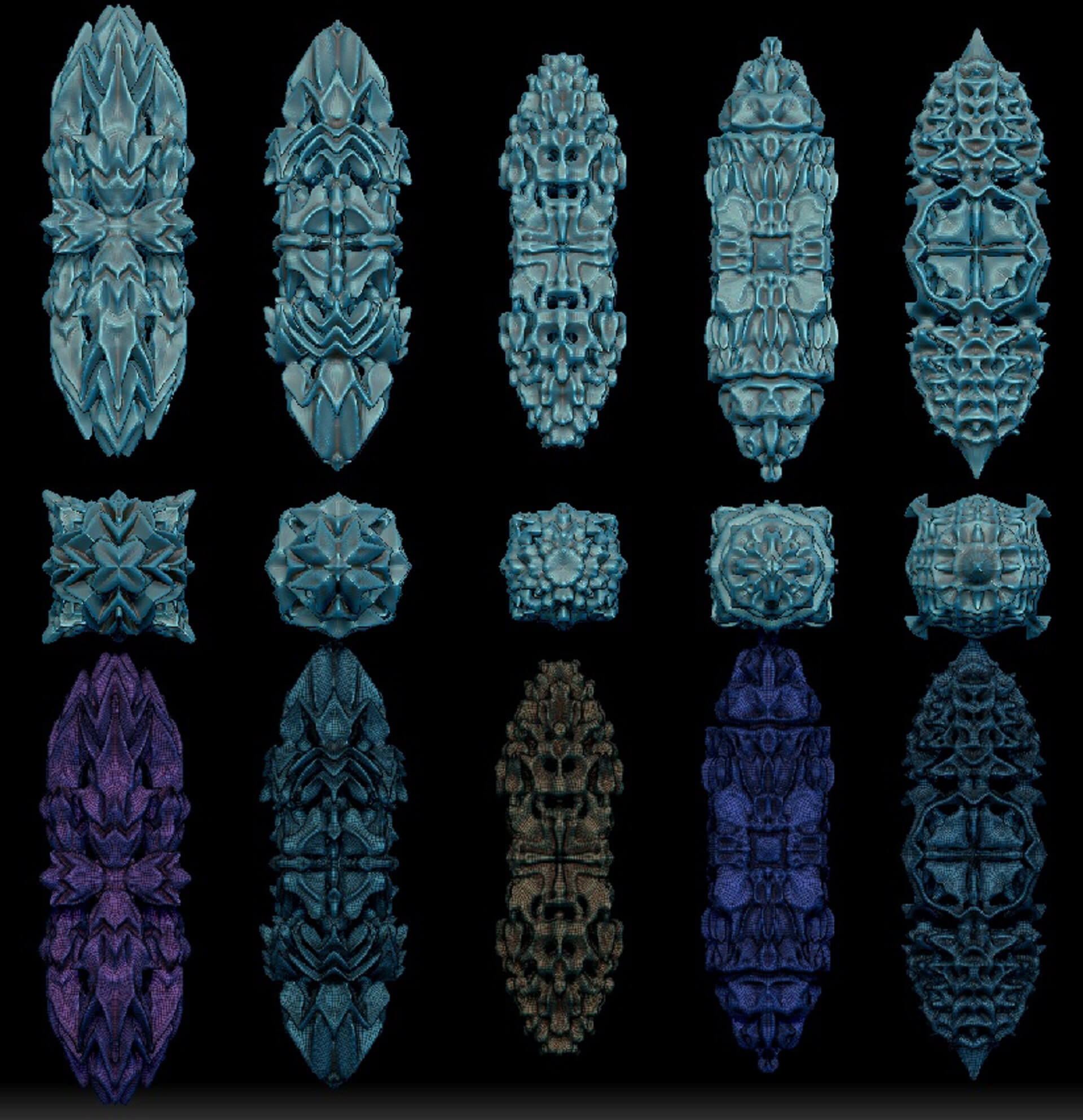 30 Fractal Pendants - 3D Model by reactor7070
