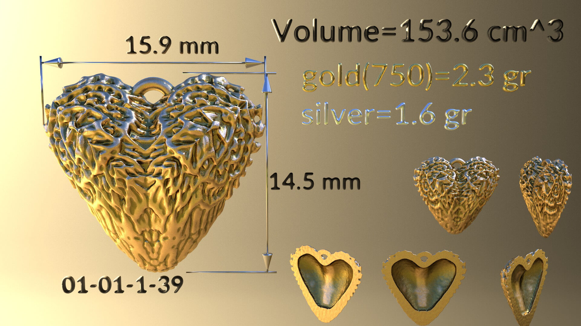 30 Heart Shaped Fractal Pendants - 3D Model by reactor7070