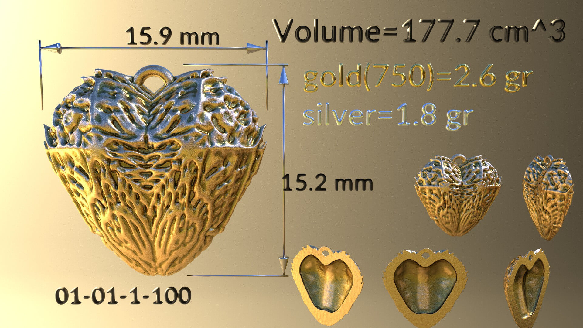 30 Heart Shaped Fractal Pendants - 3D Model by reactor7070
