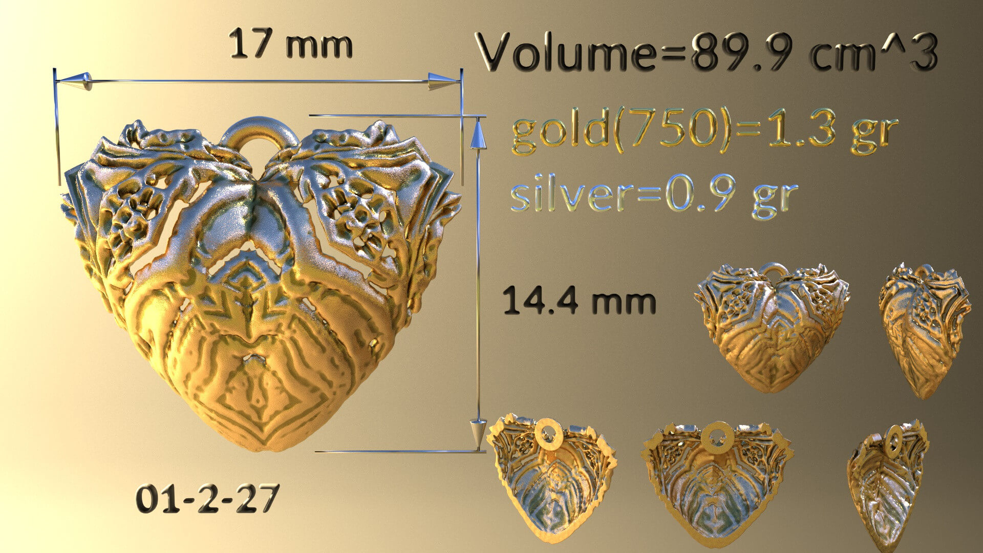 30 Heart Shaped Fractal Pendants - 3D Model by reactor7070