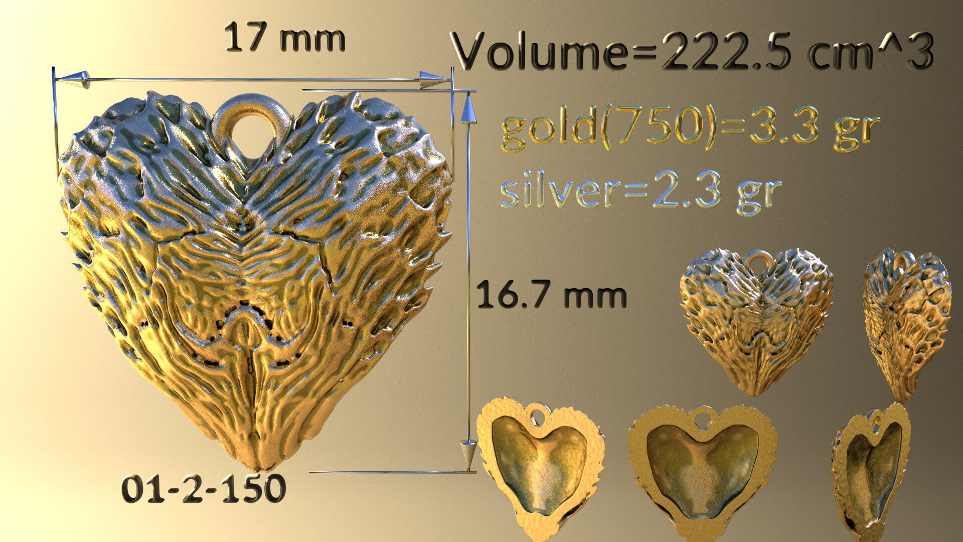 30 Heart Shaped Fractal Pendants - 3D Print Model by reactor7070