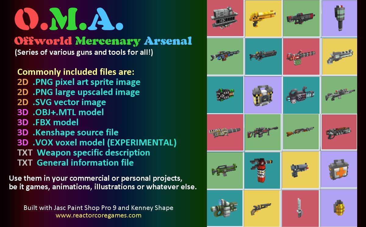 Blaster 4XZ Bumola - 32 Batch Voxel 3D Model by Reactorcore
