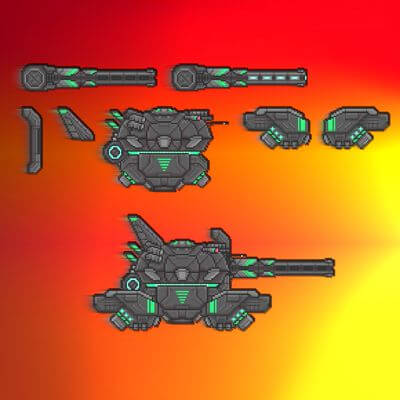 RC Art - Vehicles Tank 2D Game Asset by Reactorcore