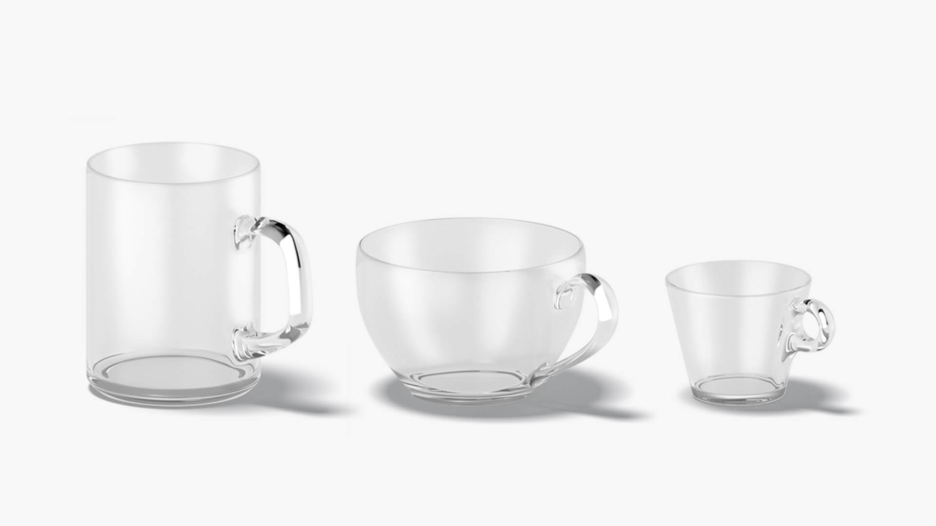 10 Glass Mug Shapes - Transparent Cups With Different Forms 3D Model by ...