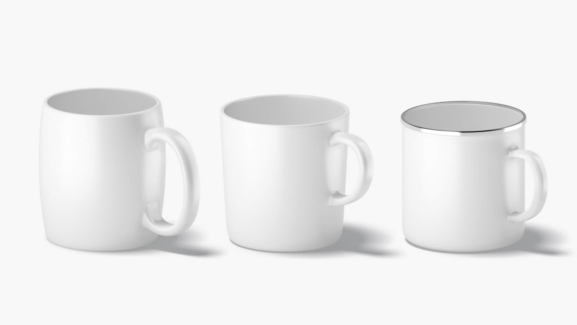 18 Ceramic Mugs Shapes - White Cups Different Forms and Size 3D Model ...