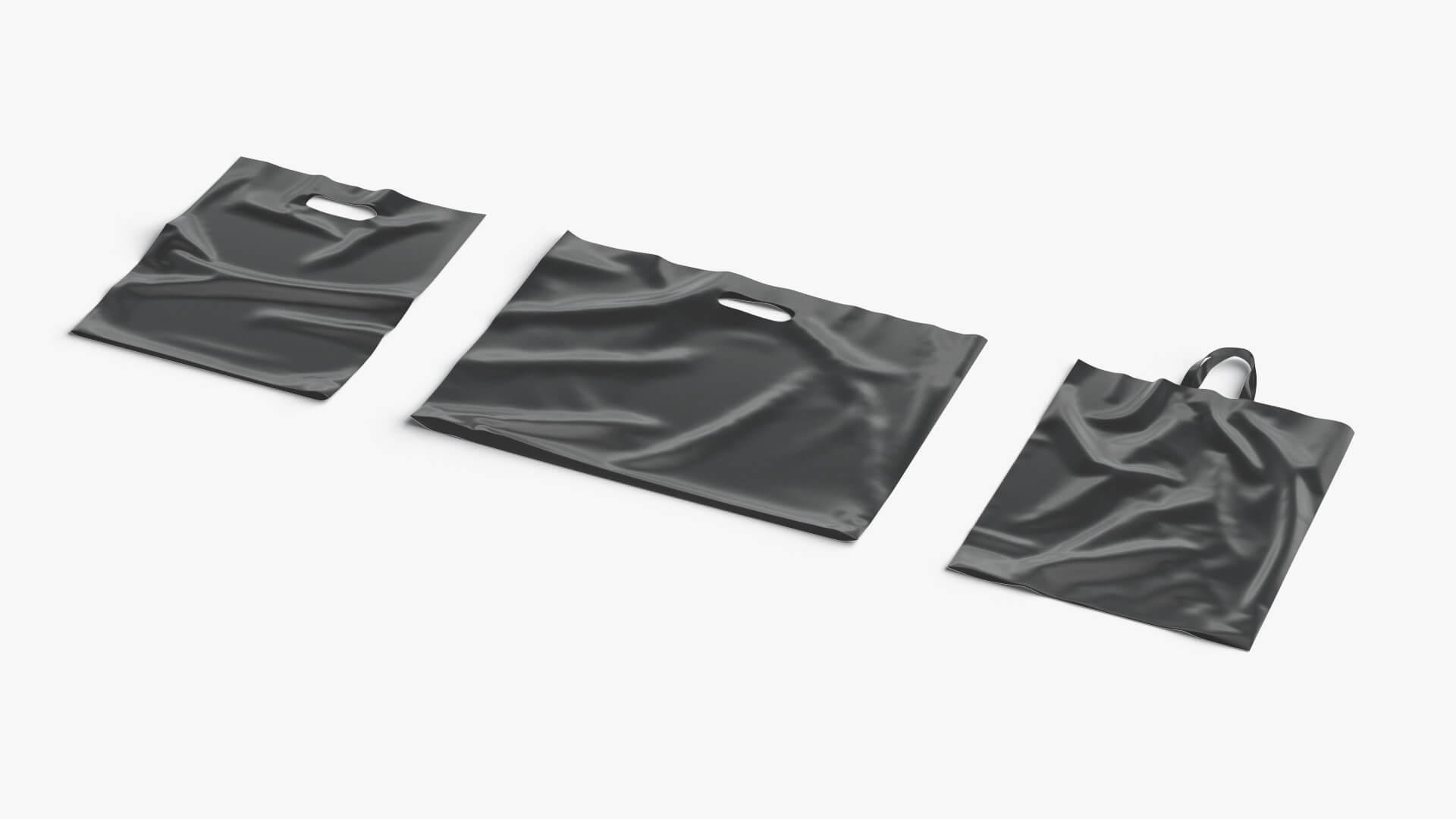 3 Black Plastic Bag Set - 3D Model by rebrandy