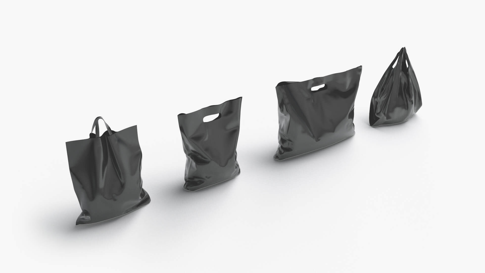 4 Black Plastic Bag Set - 3D Model by rebrandy