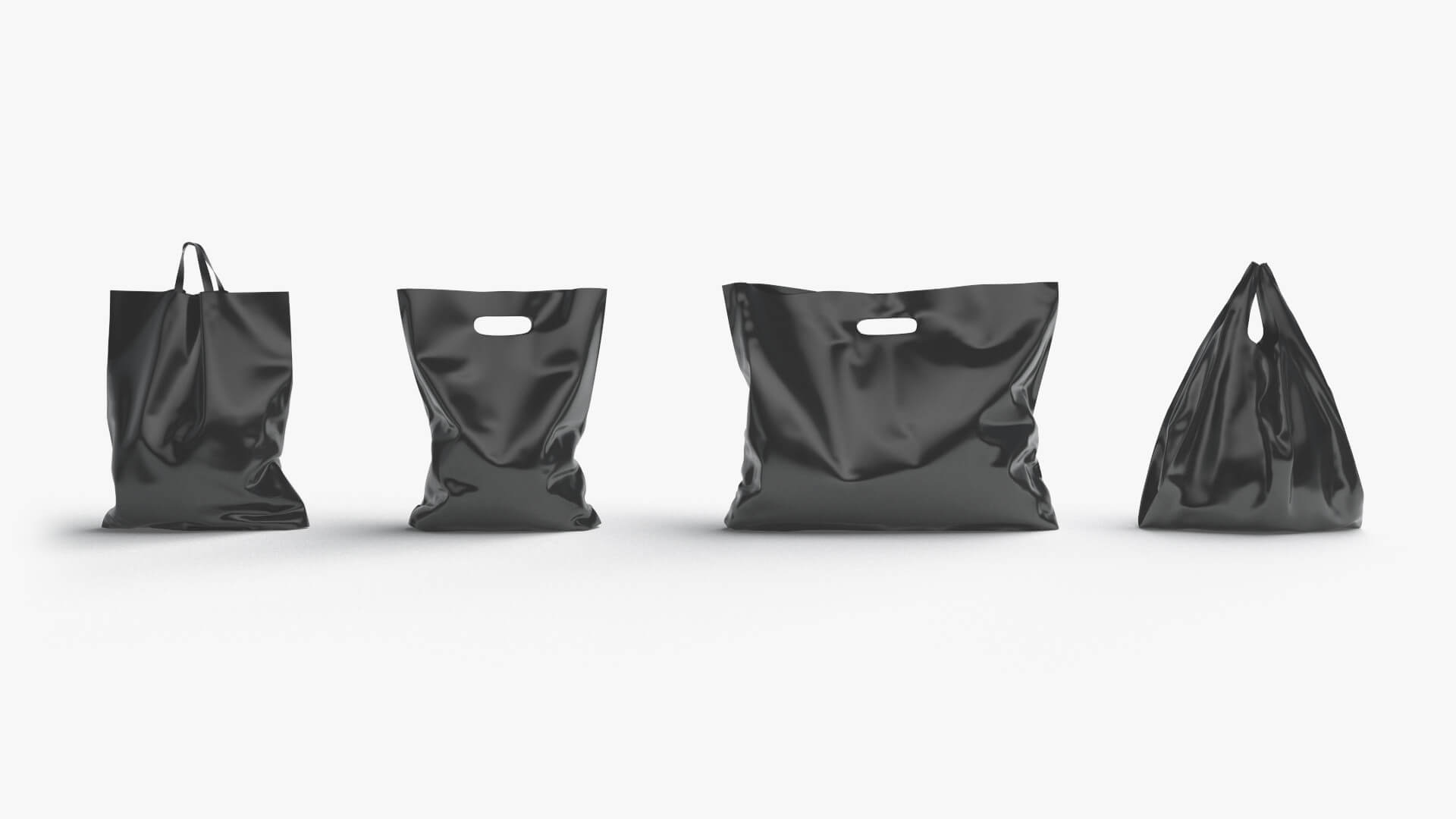4 Black Plastic Bag Set - 3D Model by rebrandy