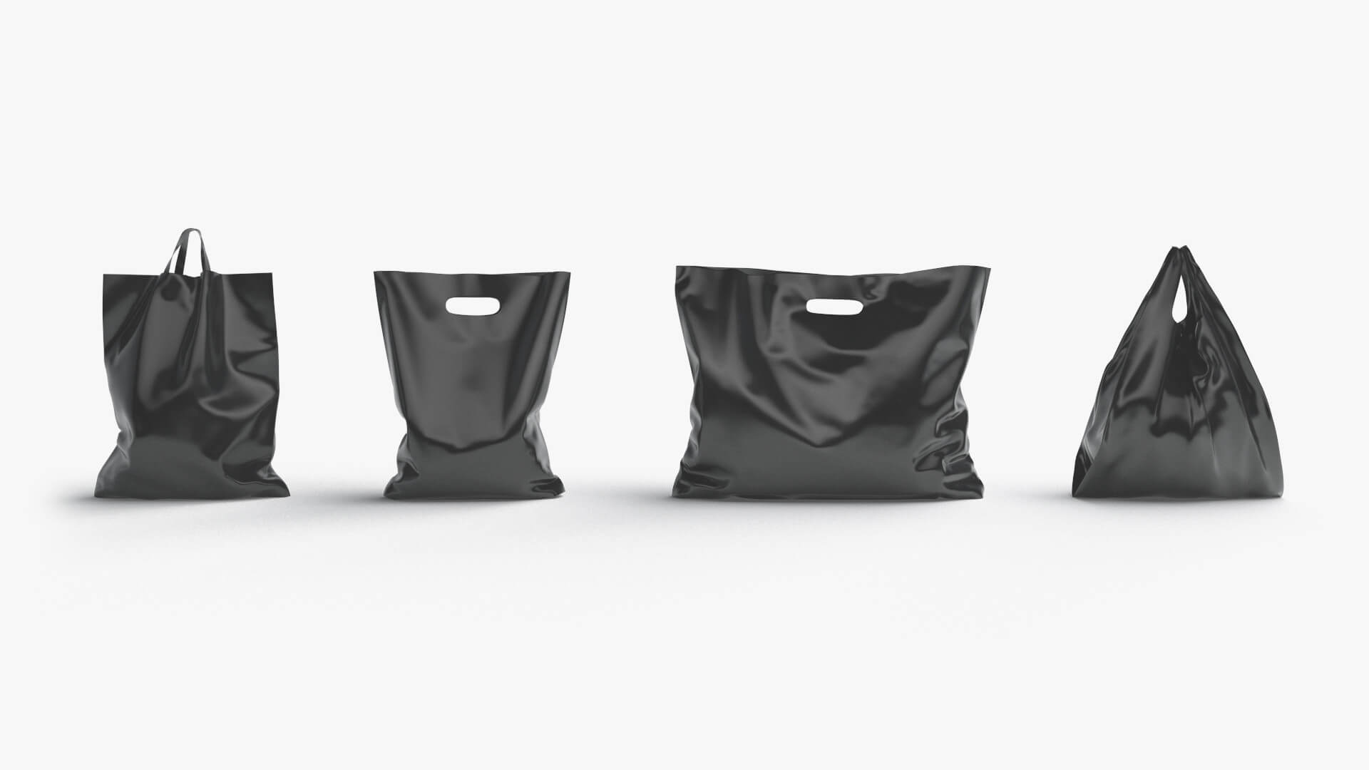 4 Black Plastic Bag Set - 3D Model by rebrandy