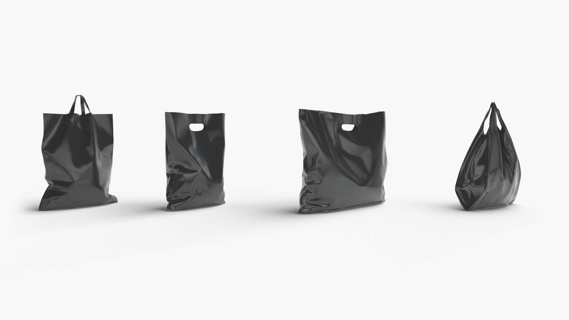 4 Black Plastic Bag Set - 3D Model by rebrandy