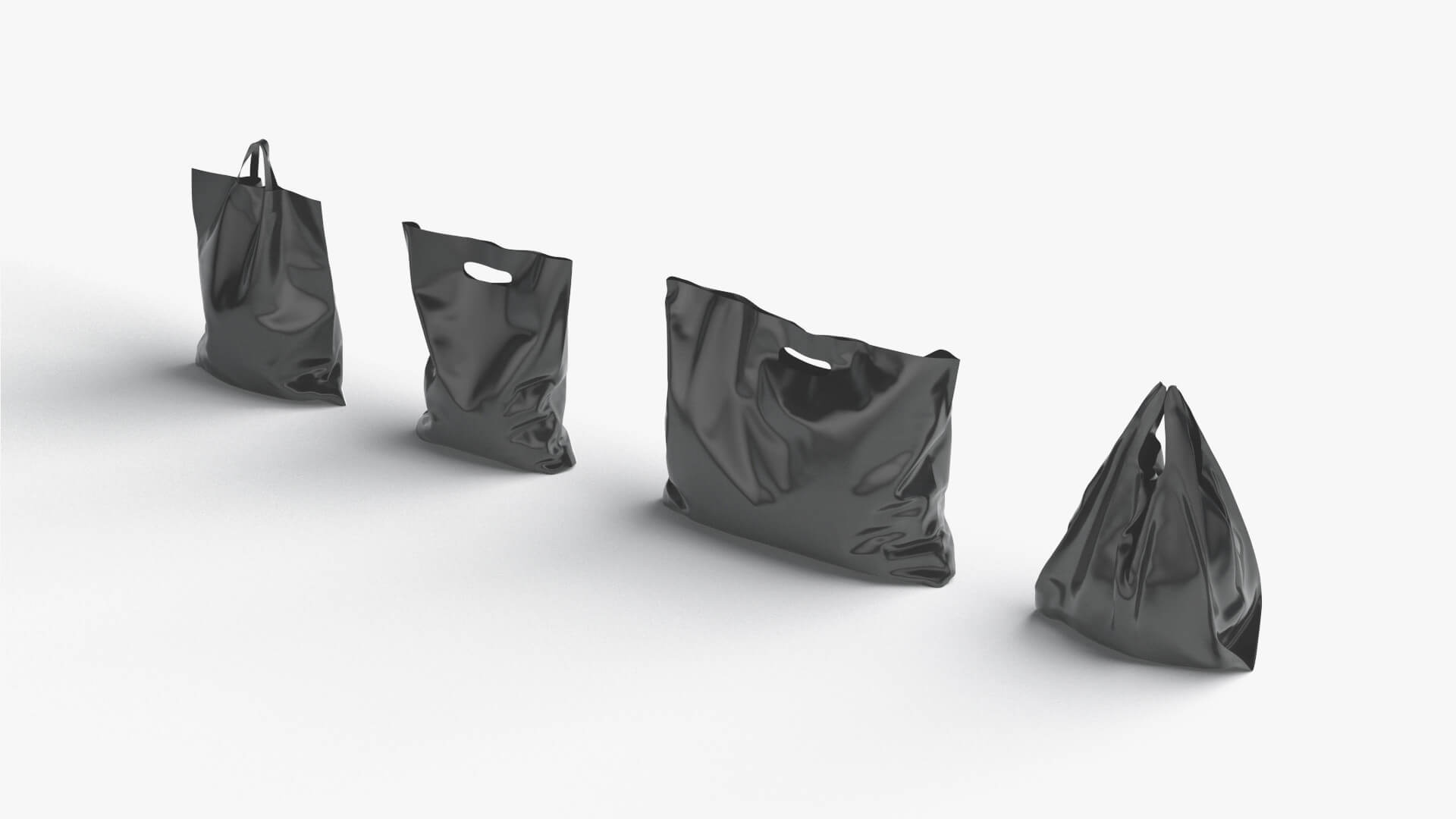 4 Black Plastic Bag Set - 3D Model by rebrandy