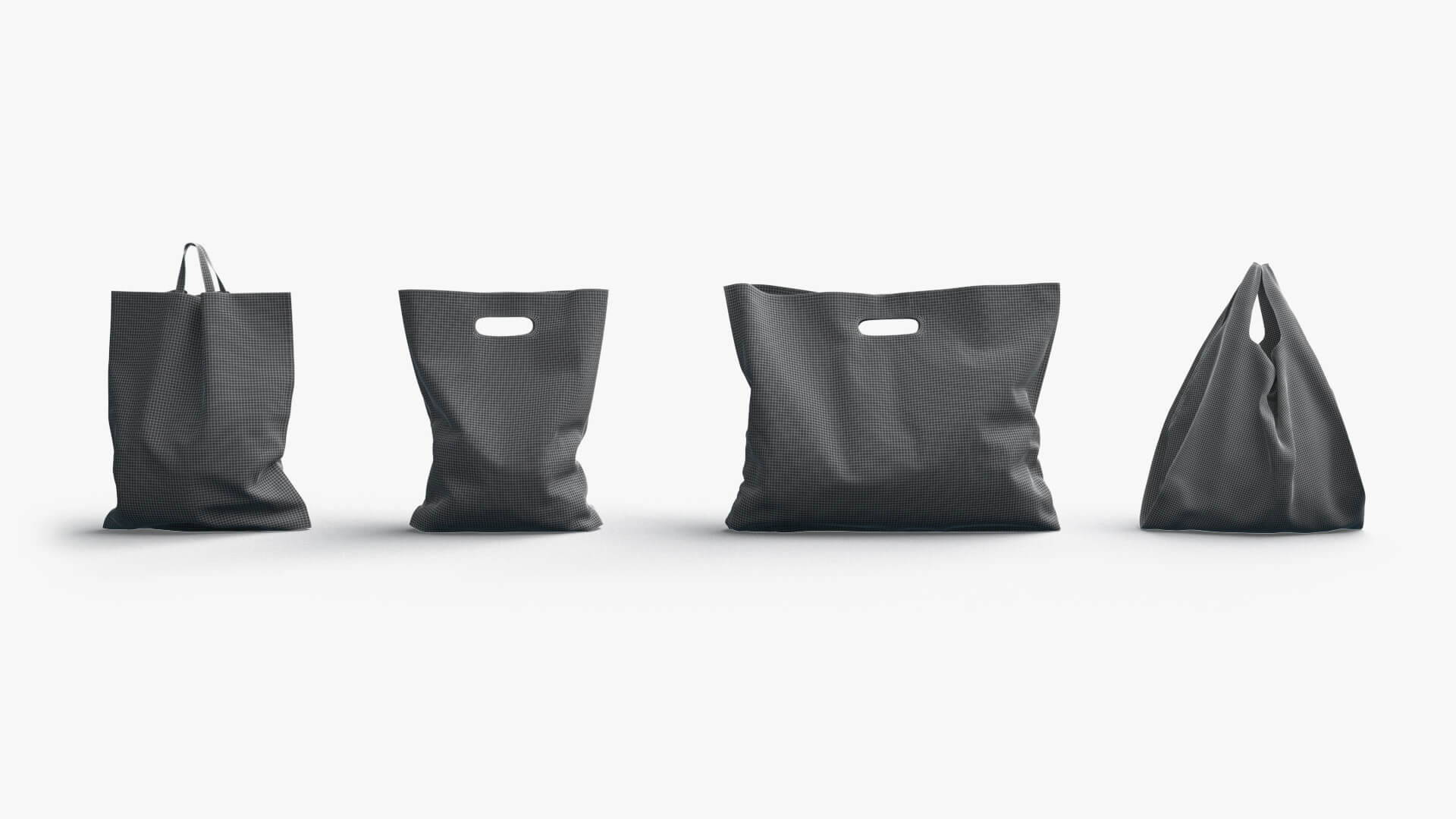 4 Black Plastic Bag Set - 3D Model by rebrandy