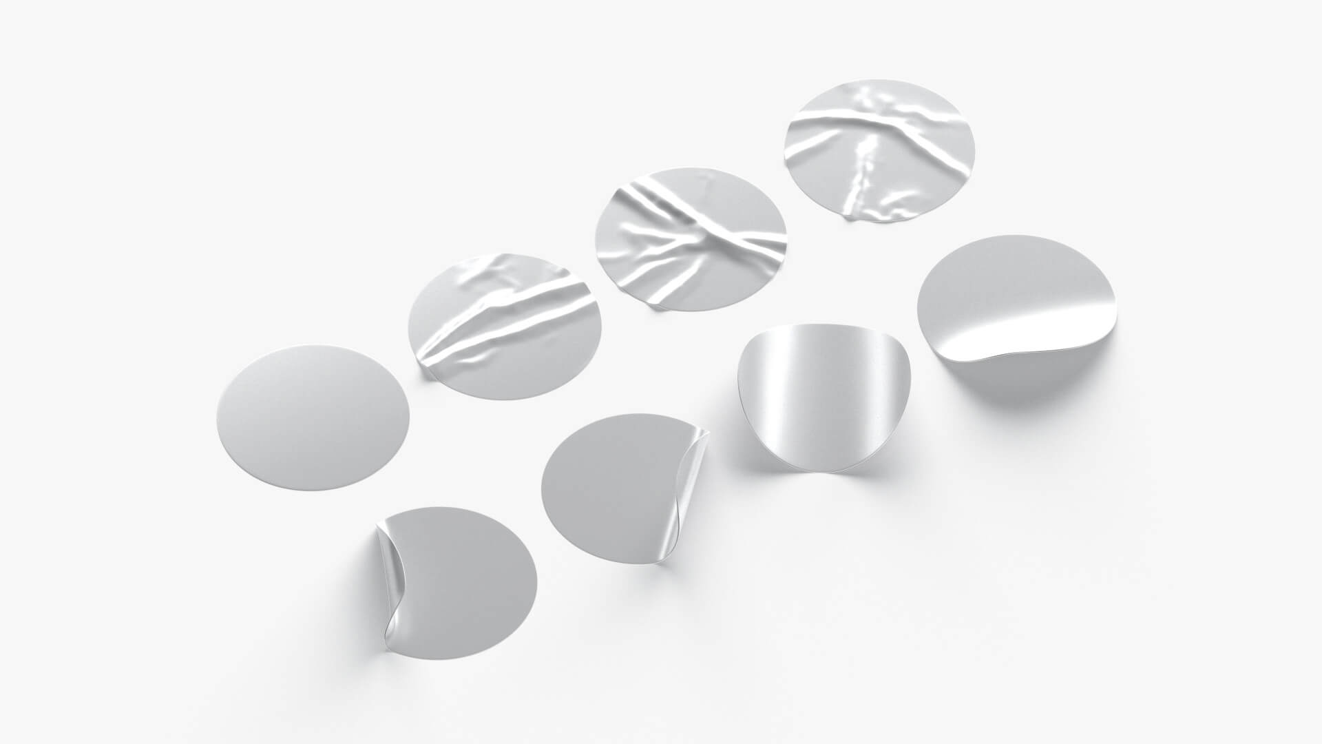 8 Stickers Set - Silver Adhesive Sticky Labels 3D Model by rebrandy